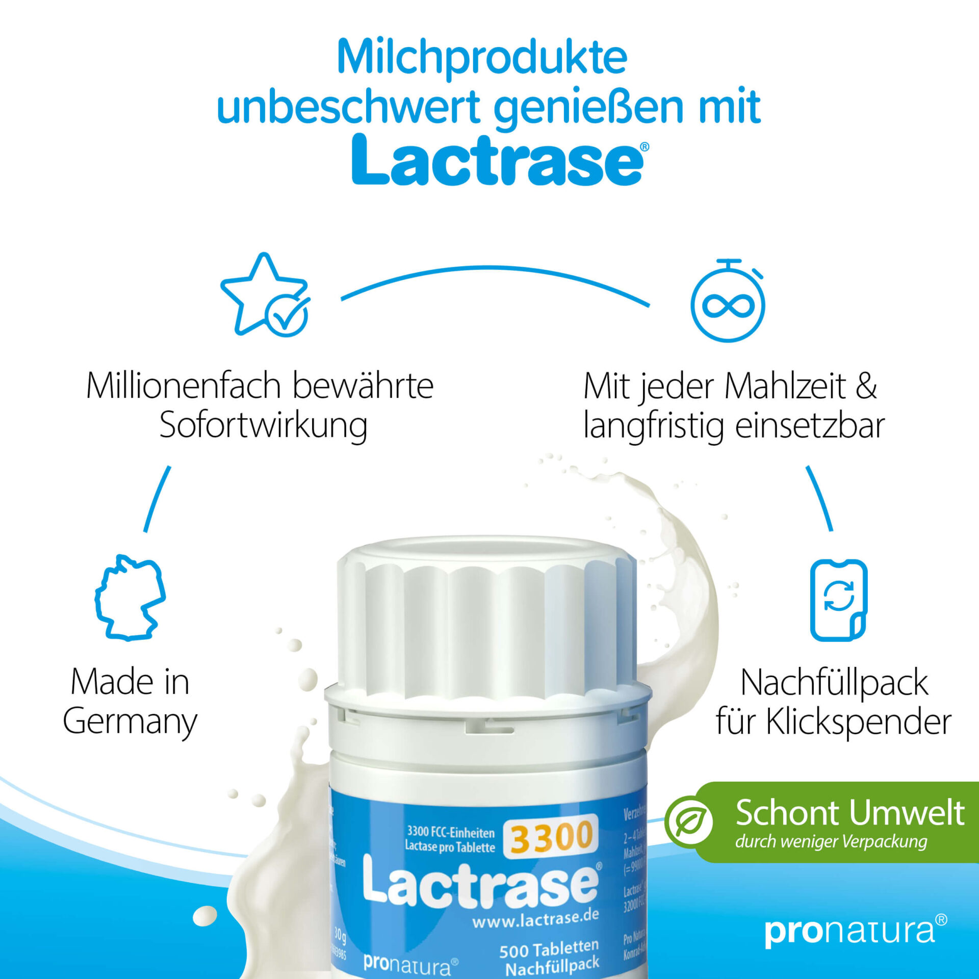 Lactrase® 3300 - Laktase Tabletten & Kapseln